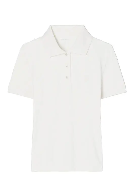 Tory Burch Embroidered Logo Tennis Polo - Snow White