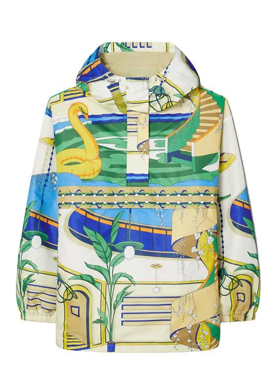 Tory Burch Nylon Half-zip Anorak With Pool Print - The Pool Blue