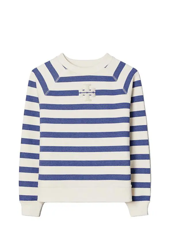 Tory Burch Striped Cotton Sweatshirt - New Ivory Basin Stripe