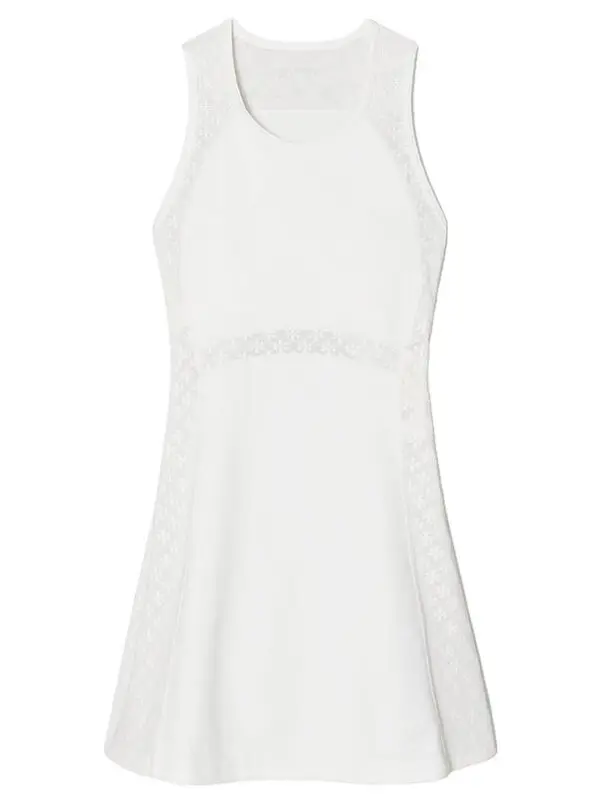 Tory Burch T Monogram Mesh Tank Dress - Snow White