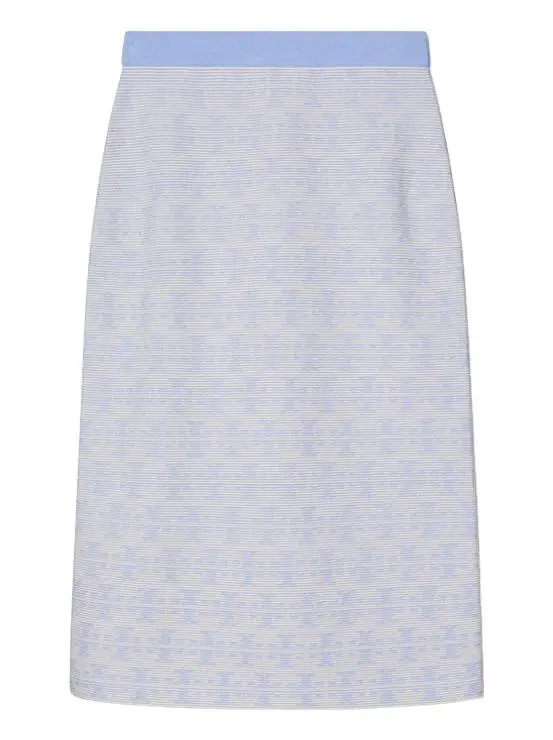 Tory Burch T Monogram Viscose Pencil Skirt - Vanilla/blue