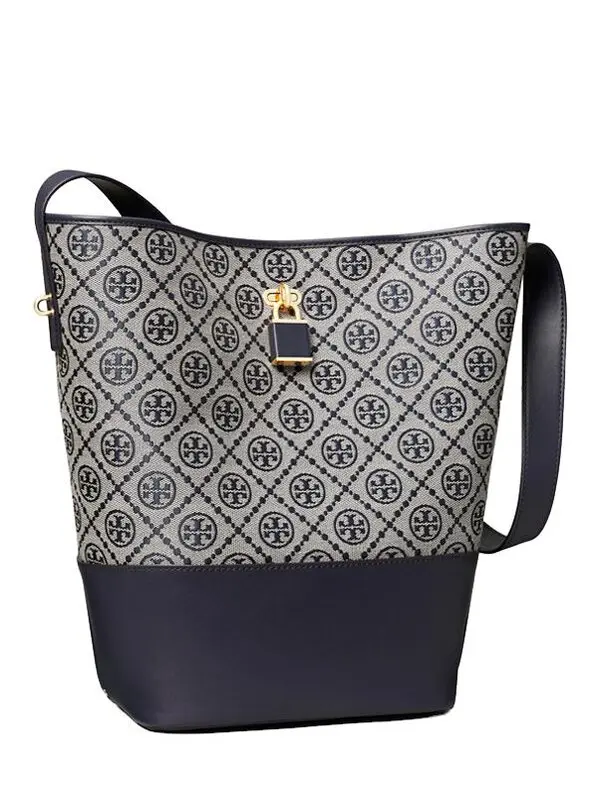 Tory Burch T Monogram Lock Slim Bucket Bag - Tory Navy