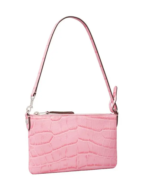 Tory Burch Croc-embossed Leather Pochette - Rose Sunset