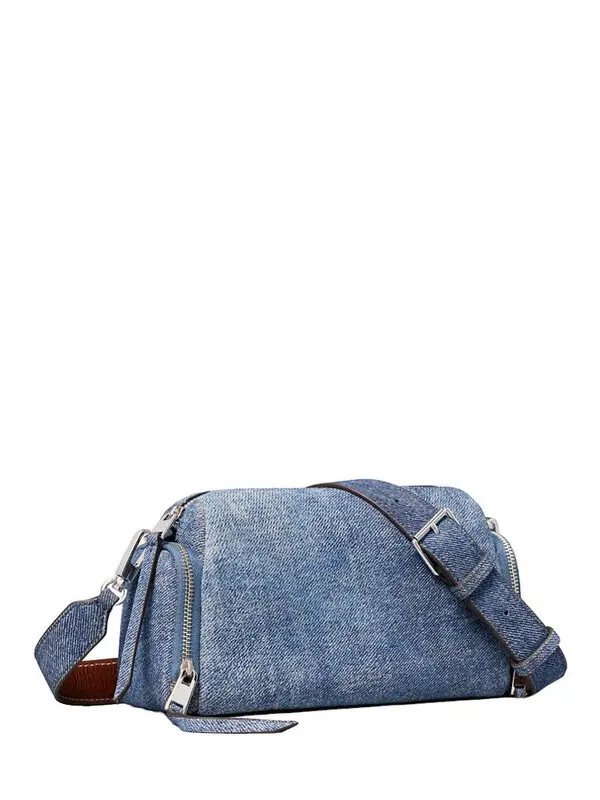 Tory Burch Perry Denim-print Suede Crossbody Bag - Blue Jean