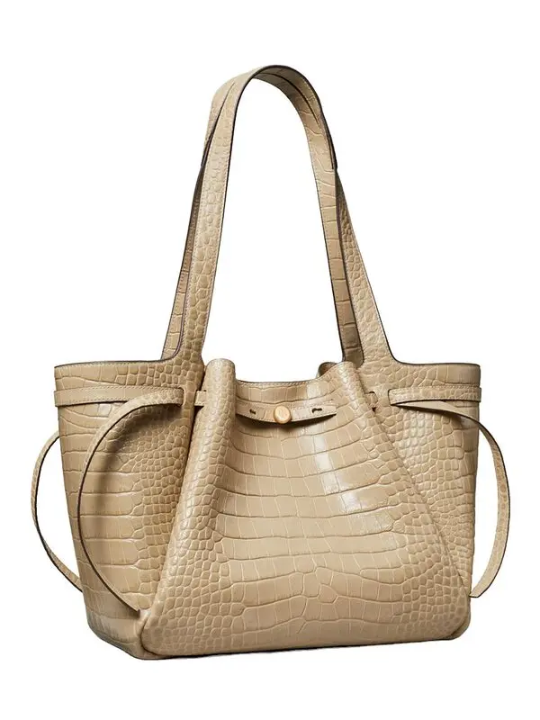 Tory Burch Romy Croc-embossed Leather Tote - Light Hickory