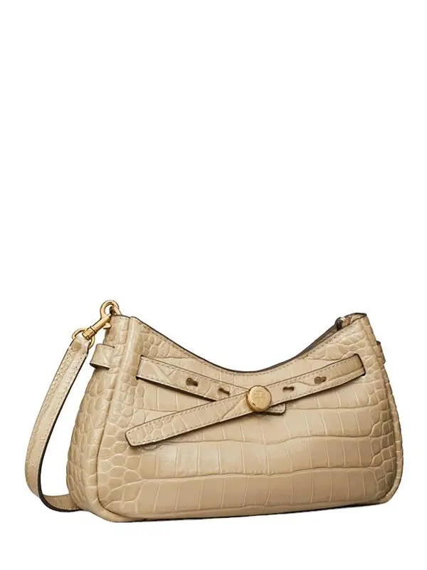Tory Burch Romy Croc-embossed Zip Top Crossbody Bag - Light Hickory