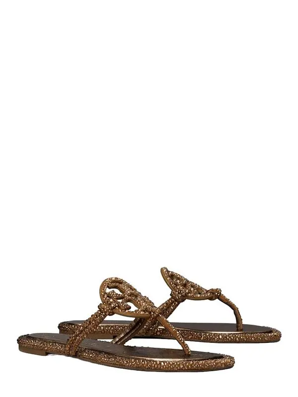 Tory Burch Miller Knotted Crystal Embellished Sandals - Copper Freeze