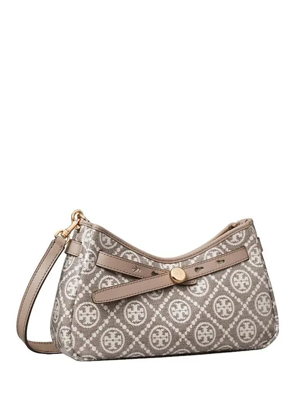 Tory Burch T Monogram Coated Jacquard Romy Zip-top Crossbody Bag - Charcoal