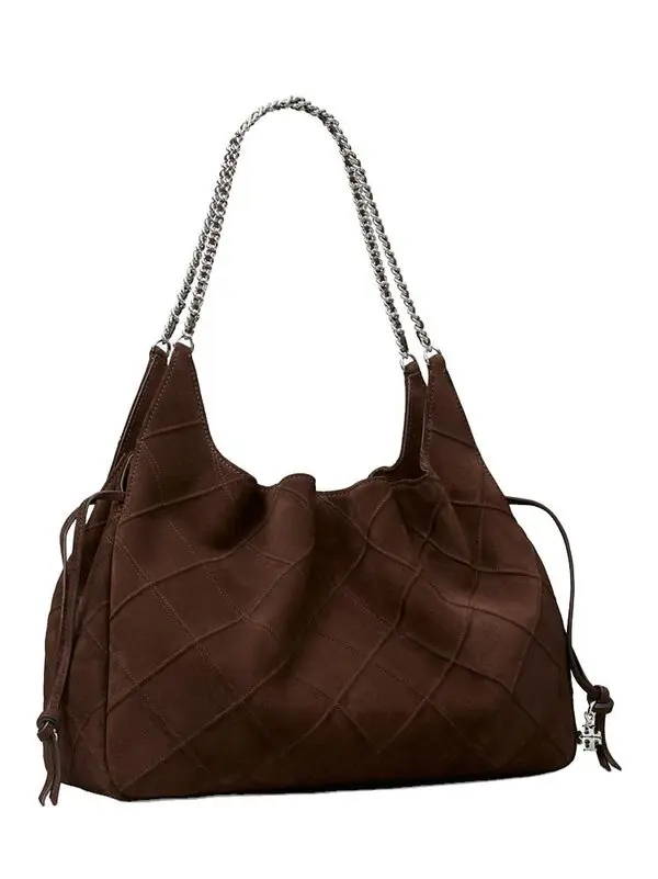 Tory Burch Fleming Suede Tote - Dark Cocoa