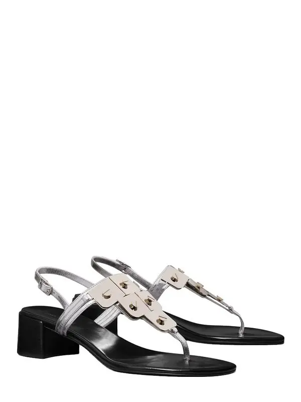 Tory Burch Gladiator Capri Heeled Sandal - Silver