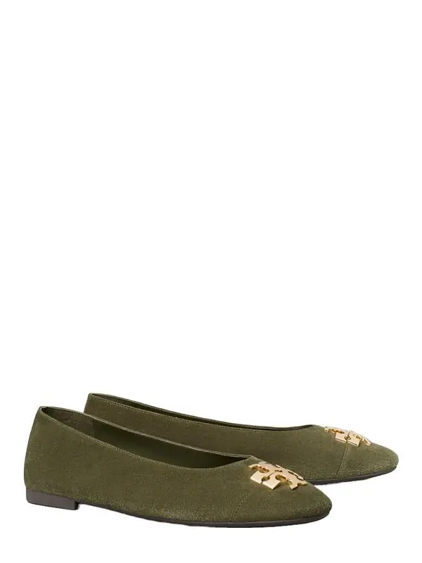 Tory Burch Charlie Ballet Flats With Beveled Hardware - Leccio/leccio/gold