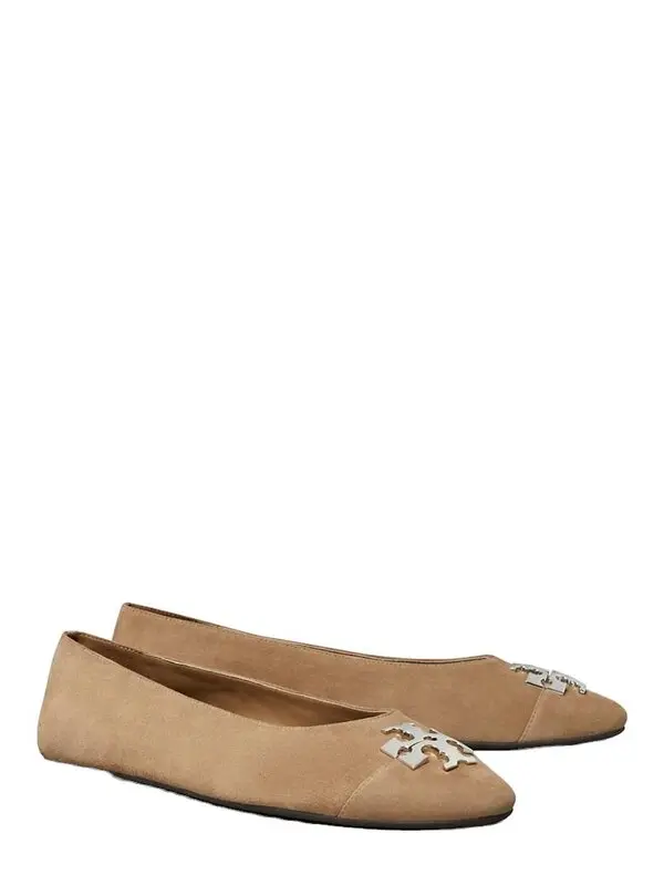 Tory Burch Charlie Ballet Flats With Gold Tone Hardware - River Rock/river Rock/silver