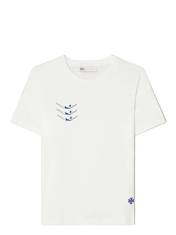 Tory Burch Swimmers Cotton T-shirt - White