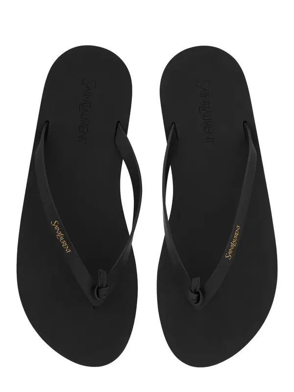 Saint Laurent Pool Flip-flops In Smooth Leather - Black