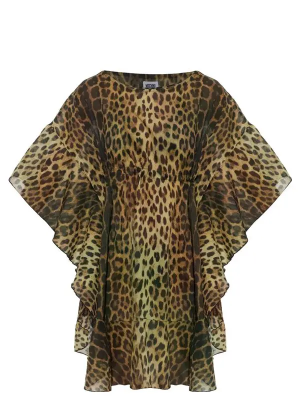 Moschino Leopard-print Ruffled Mini Dress - Neutrals