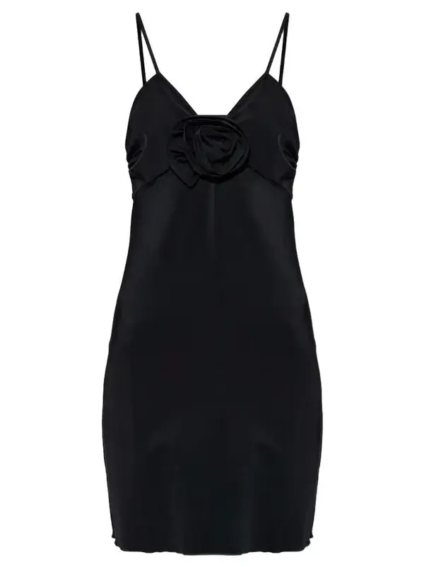 Moschino Floral Appliqué Mini Dress - Black