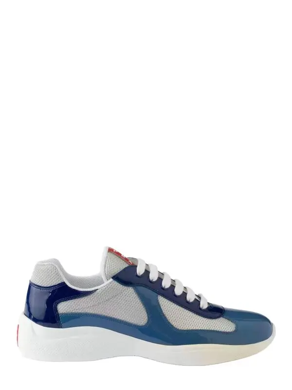 Prada Patent Leather And Technical Fabric America's Cup Sneakers - Blue