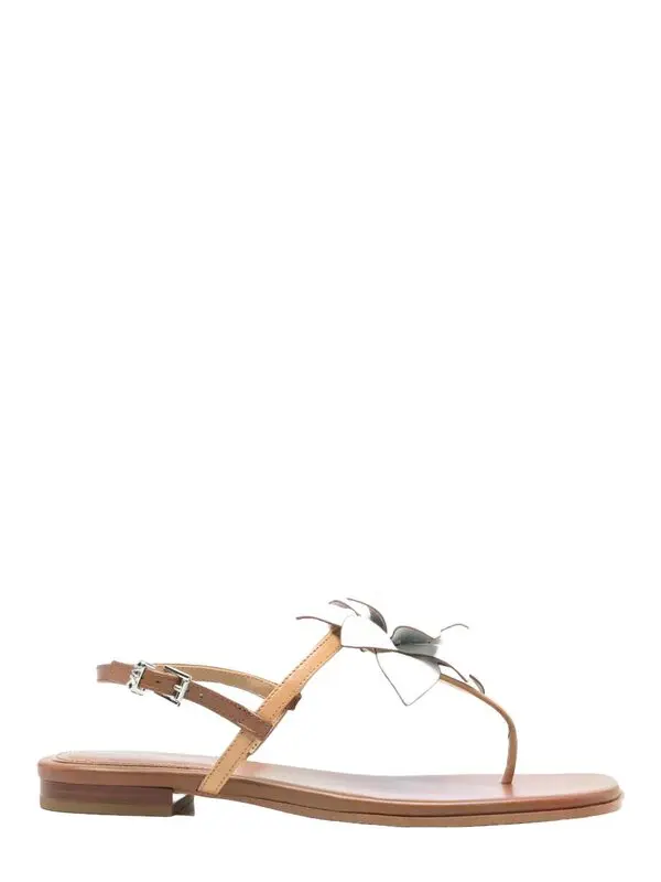Michael Kors Floral Appliqué Leather Slingback Sandals - Neutrals
