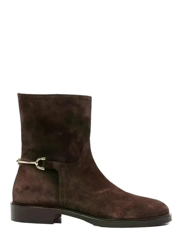 ADRIANNA FERETTI Suede Horsebit Detail Boots - Brown