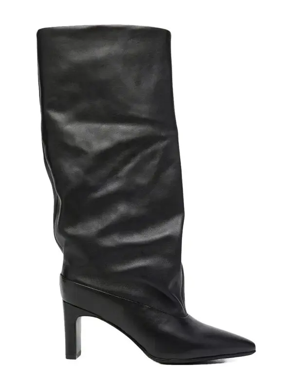 ADRIANNA FERETTI Pointed Toe Block Heel Boots - Black