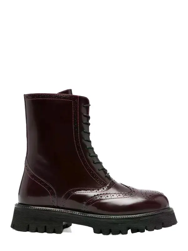 ADRIANNA FERETTI Brogue Detail Lace-up Boots - Red