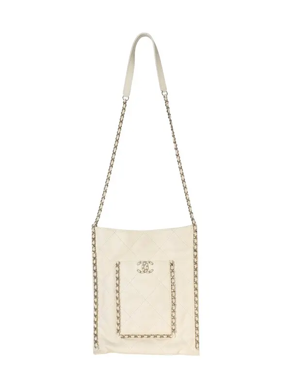 Chanel Quilted Calfskin Flat Tote - Beige