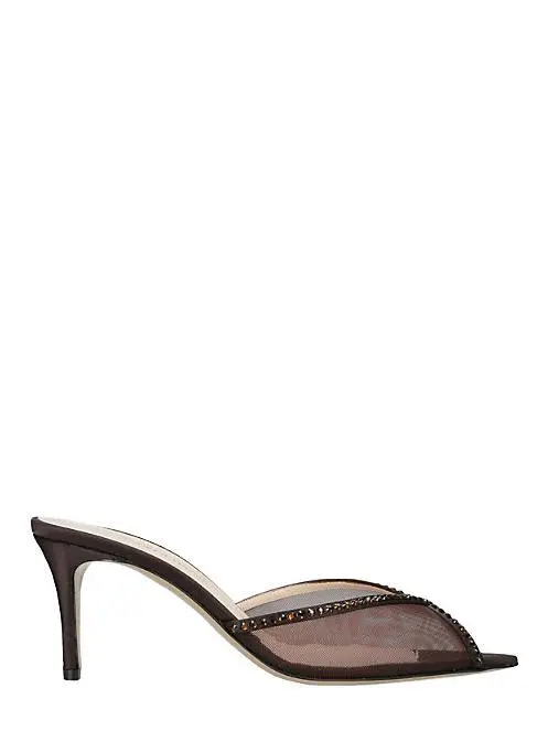 ANDREA WAZEN Katy 75 Mesh Heeled Mules - Brown