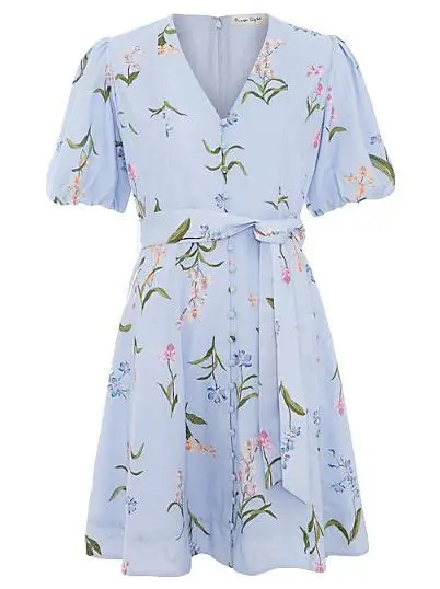 PHASE EIGHT Velma Floral Print Cotton Mini Dress - Blue