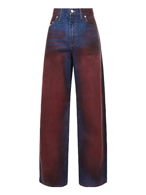 AWAKE NY Orchid Dyed Baggy-fit Denim Jeans - Red