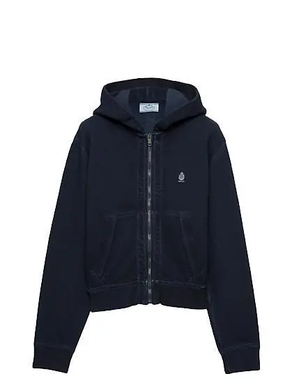 Prada Relaxed-fit Cotton-jersey Hoodie - Blue