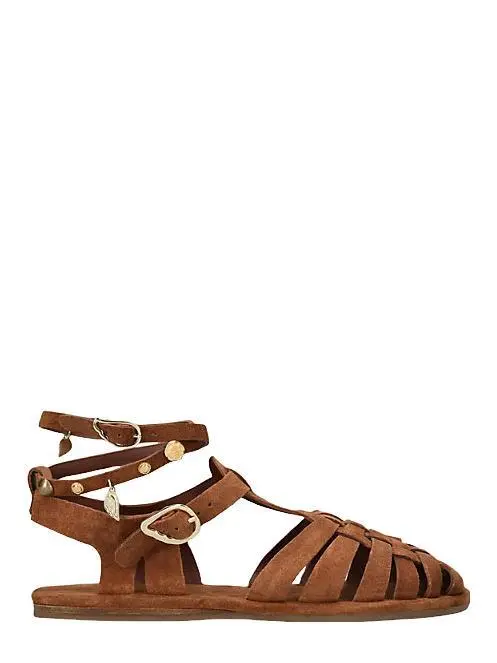 ANCIENT GREEK SANDALS Karina Suede Fisherman Sandals - Rust