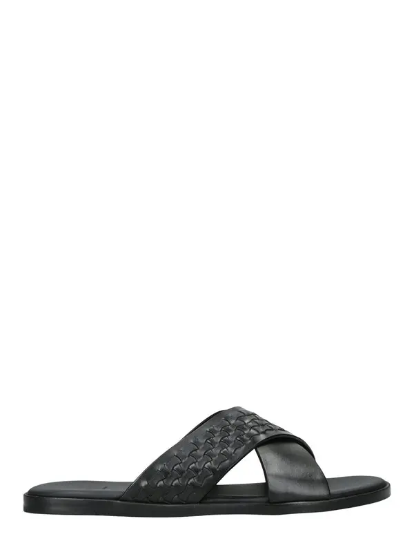 Magnanni Woven Leather Cross Sandals - Black