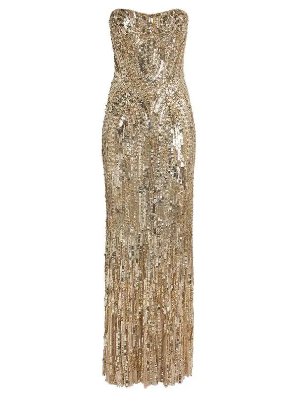 Jenny Packham Embellished Gown - Gold