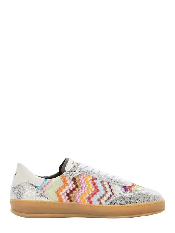 Missoni Zigzag-knit Metallic-effect Sneakers - Silver