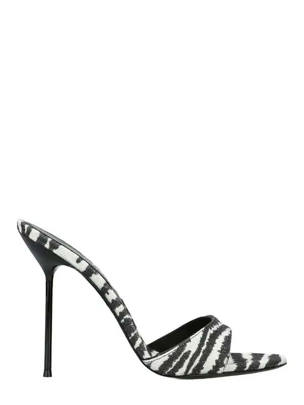 Paris Texas Canvas Zebra Print Stiletto Mule - White