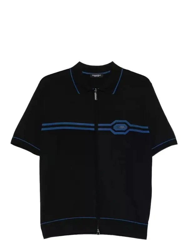 Stefano Ricci Zip-fastening Short-sleeve Cardigan With Stripe Detail - Black
