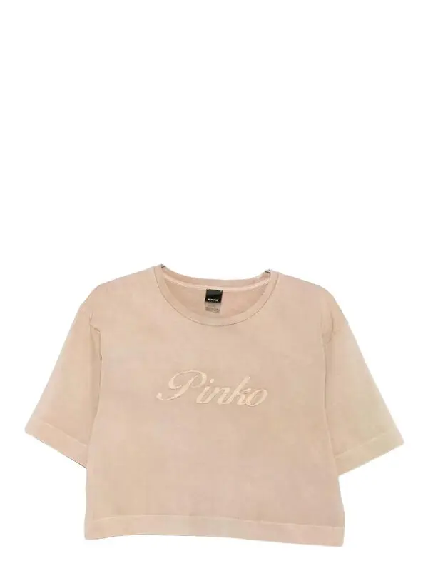 Pinko Suzanna Logo Embroidered T-shirt - Neutrals