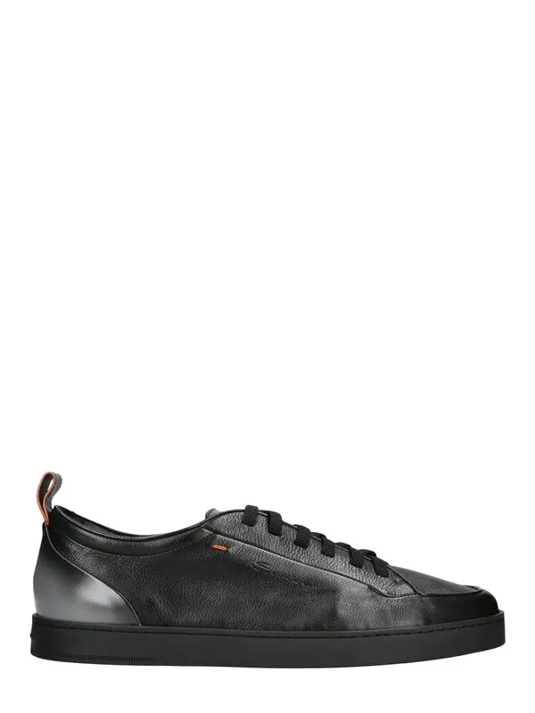 Santoni Leather Montecarlo Sneakers - Black