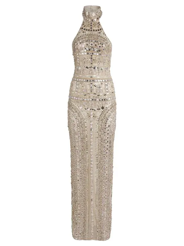 Zuhair Murad Embellished Halterneck Gown - Neutral