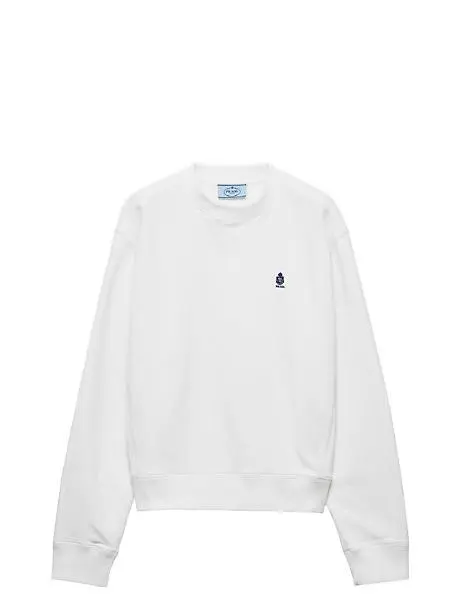Prada Embroidered Cotton-jersey Sweatshirt - White