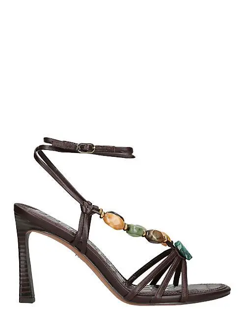 Sam Edelman Imani Leather Heeled Sandals - Dark Brown