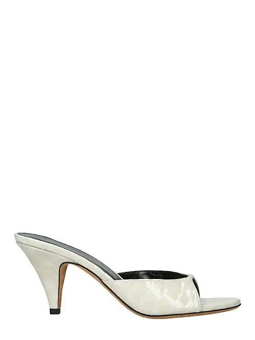 JUDE Haze Crocodile-embossed Leather Heeled Mules - Cream