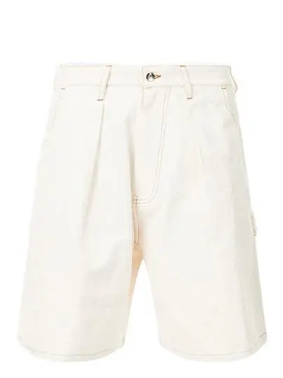 STORY MFG. Pleated Cotton Carpenter Shorts - Ecru