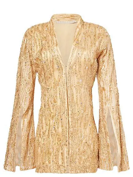 GRACE FAENA Embellished Tulle Mini Dress - Gold