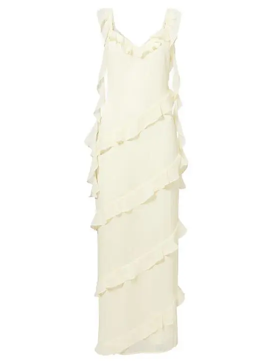 PRETTY LAVISH Ruffled Maxi Dress - Lemon