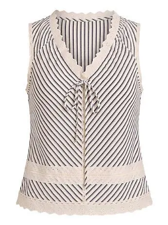 AMY LYNN Striped V-neck Cotton Top - Green