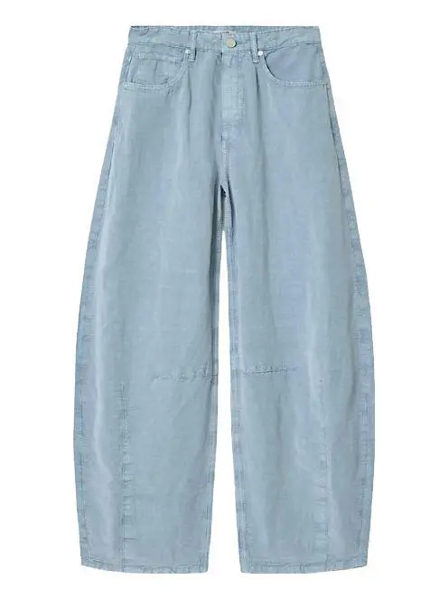ALLSAINTS Jett Barrel-leg Linen-blend Trousers - Light Blue