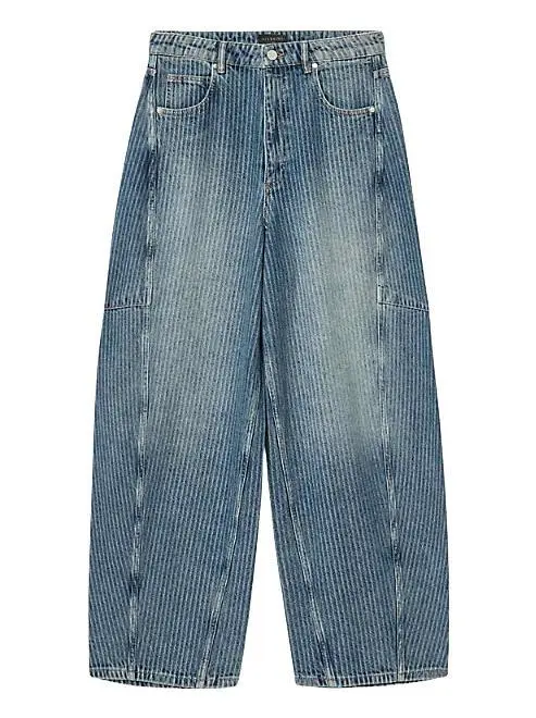 ALLSAINTS Carter Pinstriped Wide-leg Denim Jeans - Titan Blue