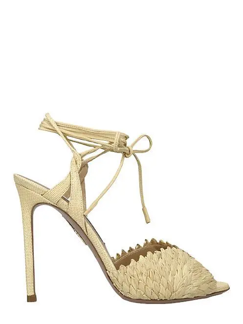 AQUAZZURA Rio Flirt 75 Raffia Heeled Sandals - Beige