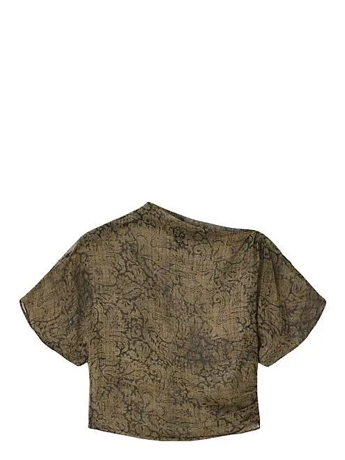ALLSAINTS Sali Asymmetric Neck Woven Top - Sirius Gold Bl